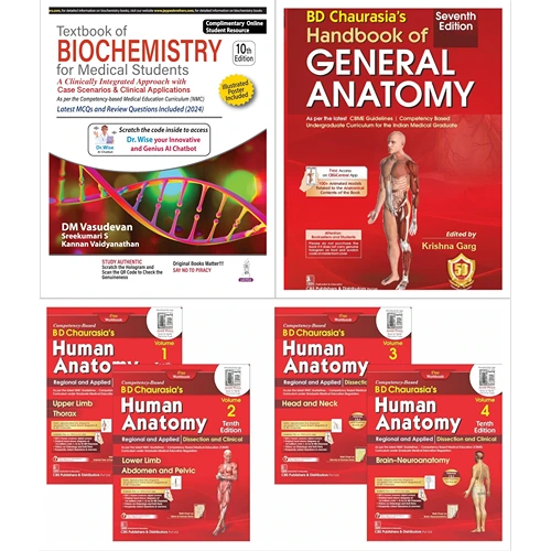 Textbook of Biochemistry by Vasudevan + BD Chaurasia s Human Anatomy 4 ...